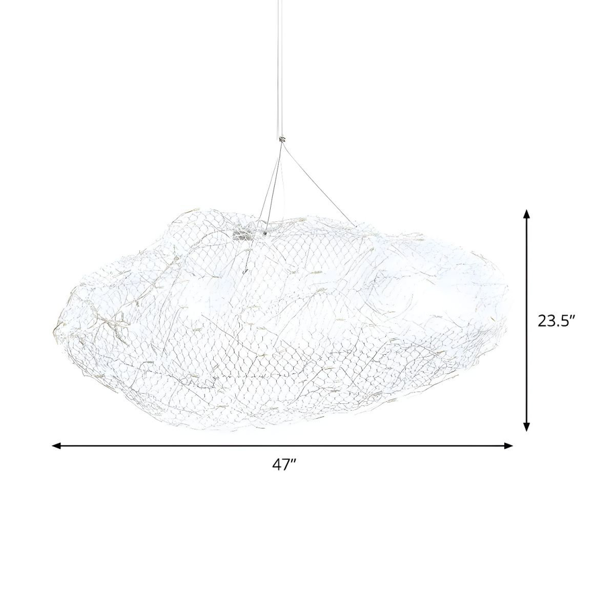 Chrome Mesh Cloud Pendant Lighting Modernist Metal 47" Wide LED Ceiling ...