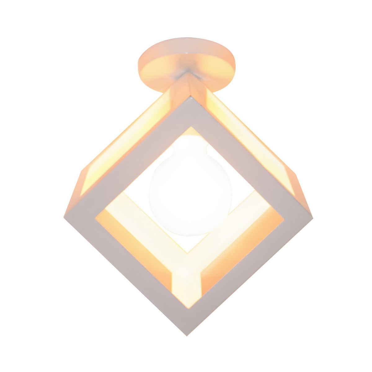 Square Bedroom Semi Flushmount Contemporary Metal 1 Bulb Blue Flush ...