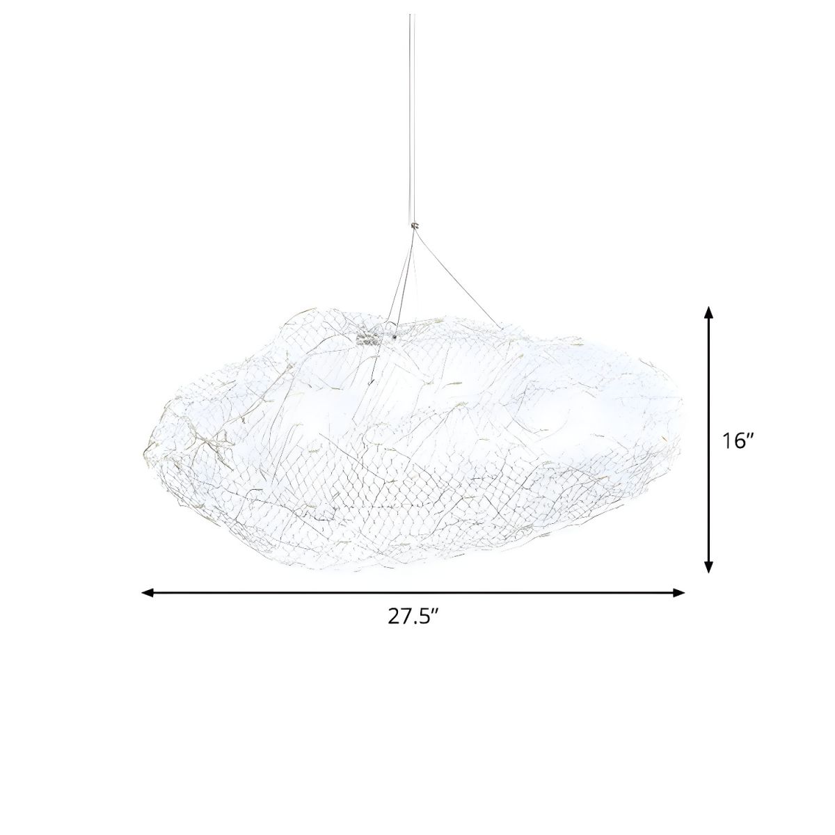 Chrome Mesh Cloud Pendant Lighting Modernist Metal 12" Wide LED Ceiling ...