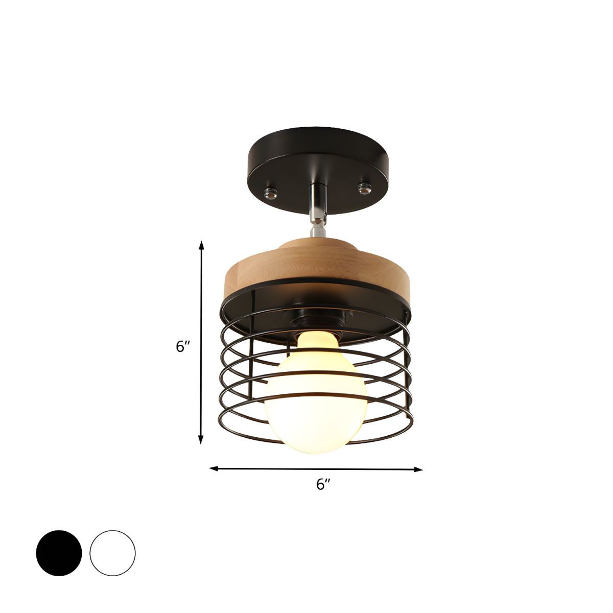 Circular Cage Foyer Ceiling Lighting Iron 1 Head Nordic Rotating Semi ...