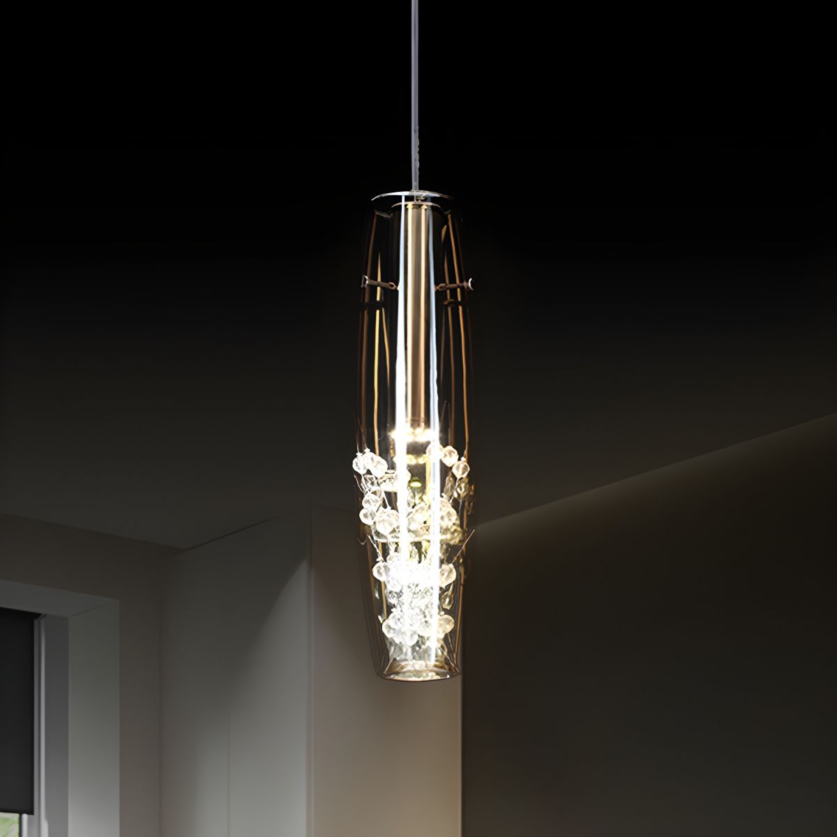 Clear Crystal Capsule Shaped Multi Light Pendant Modernist 1/3-Head ...