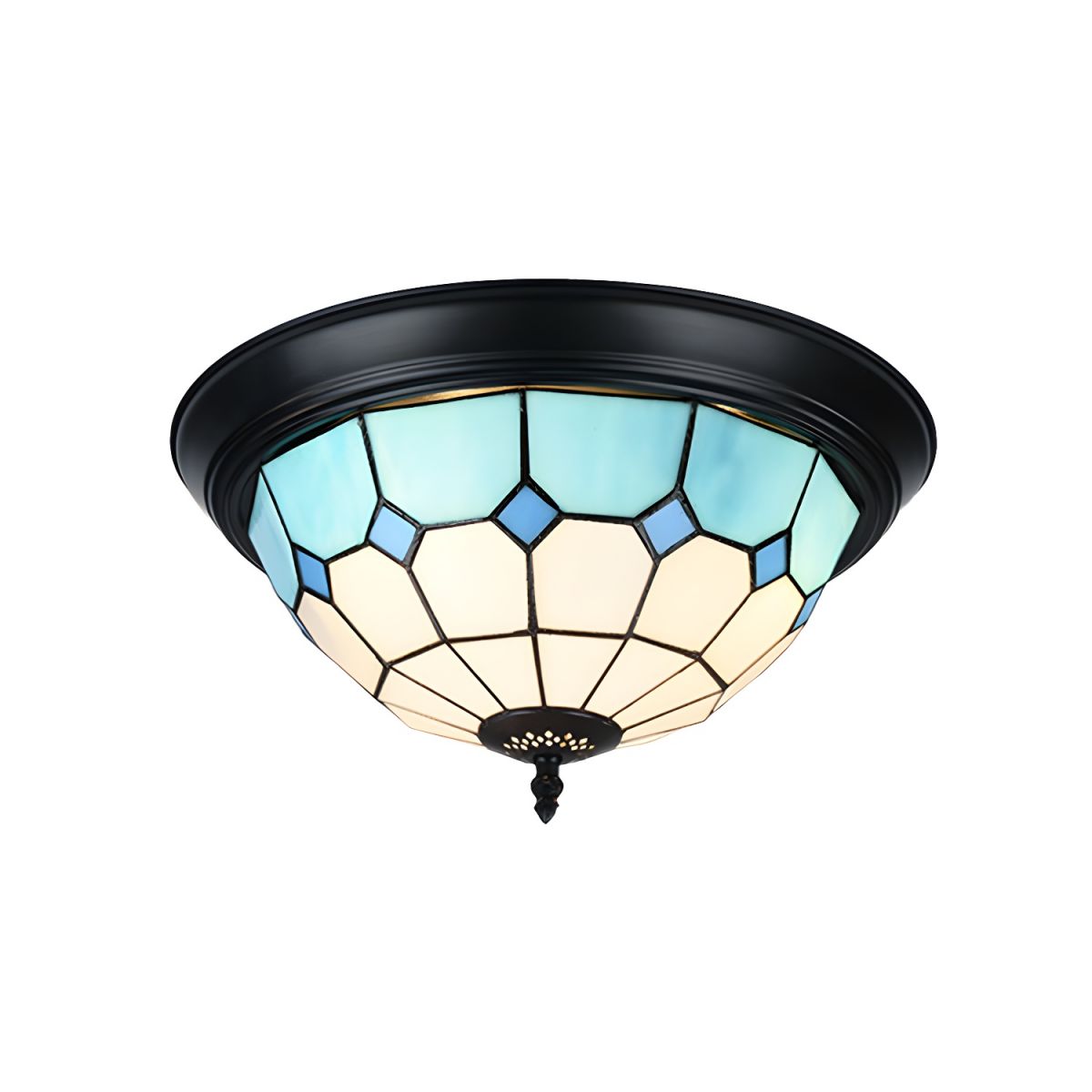 Dome Shade Flush Light Gridded Glass Mediterranean LED Flush Ceiling ...