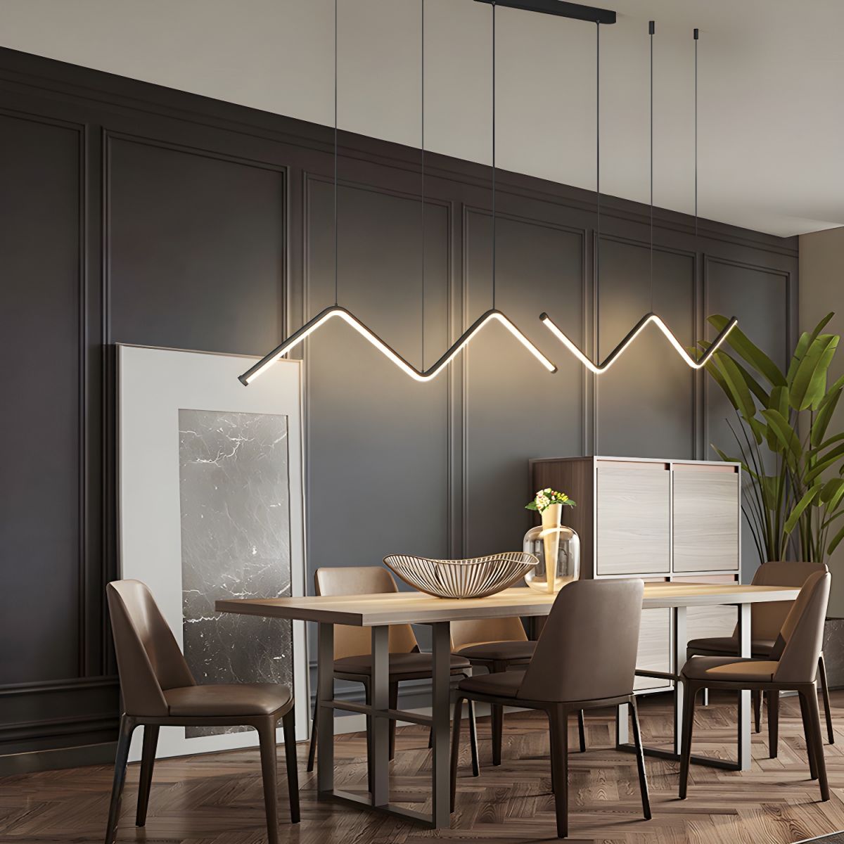 Metallic Wave Shaped Hanging Island Light Modernist LED Ceiling Pendant ...