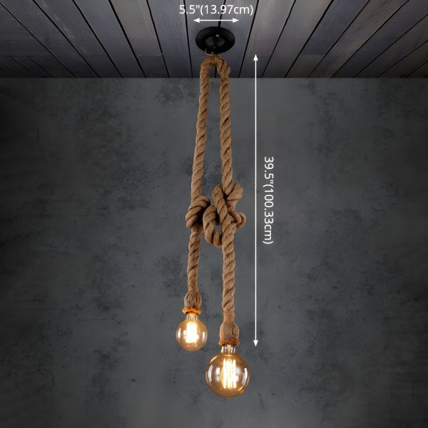 Beige 1 Light Pendant Light Industrial Rope Cord Hanging Pendant Lights ...