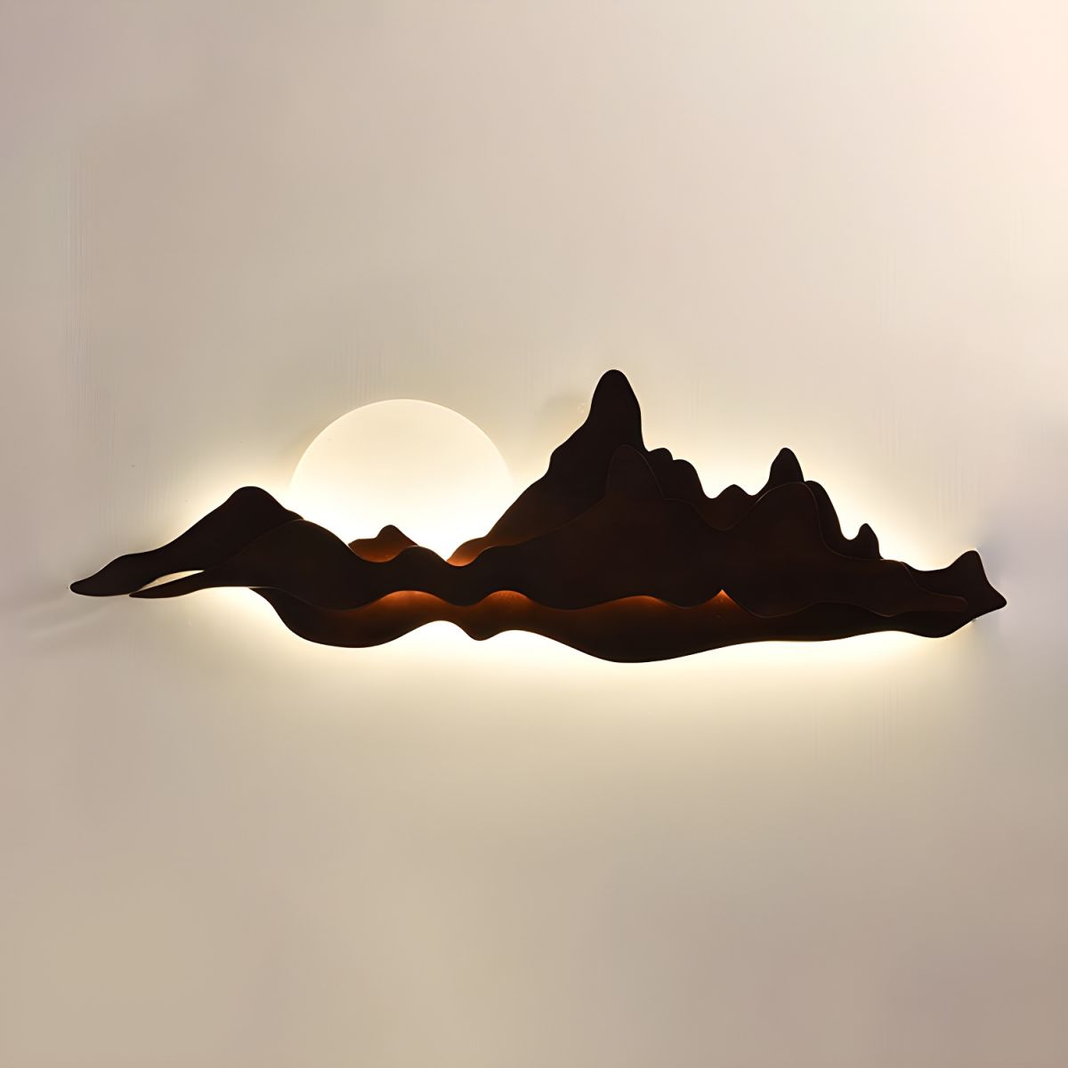 Sun and Mountain LED Wall Sconce Artistic Wooden Living Room Background ...