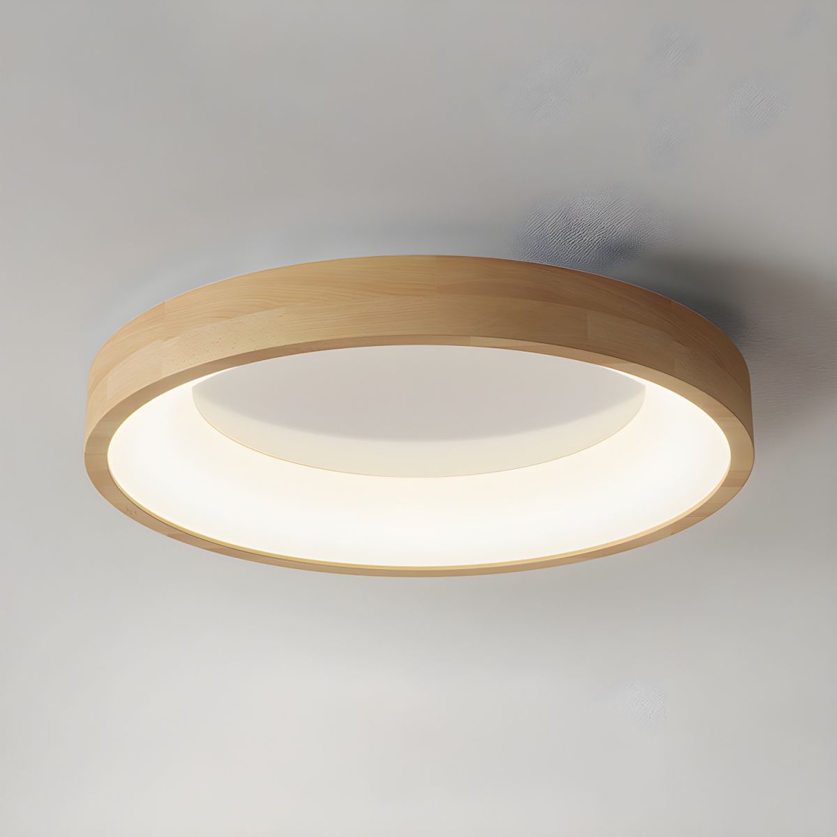 Round Shape Modern Flush Ceiling Light Wood LED Flush Mount Fixture ...