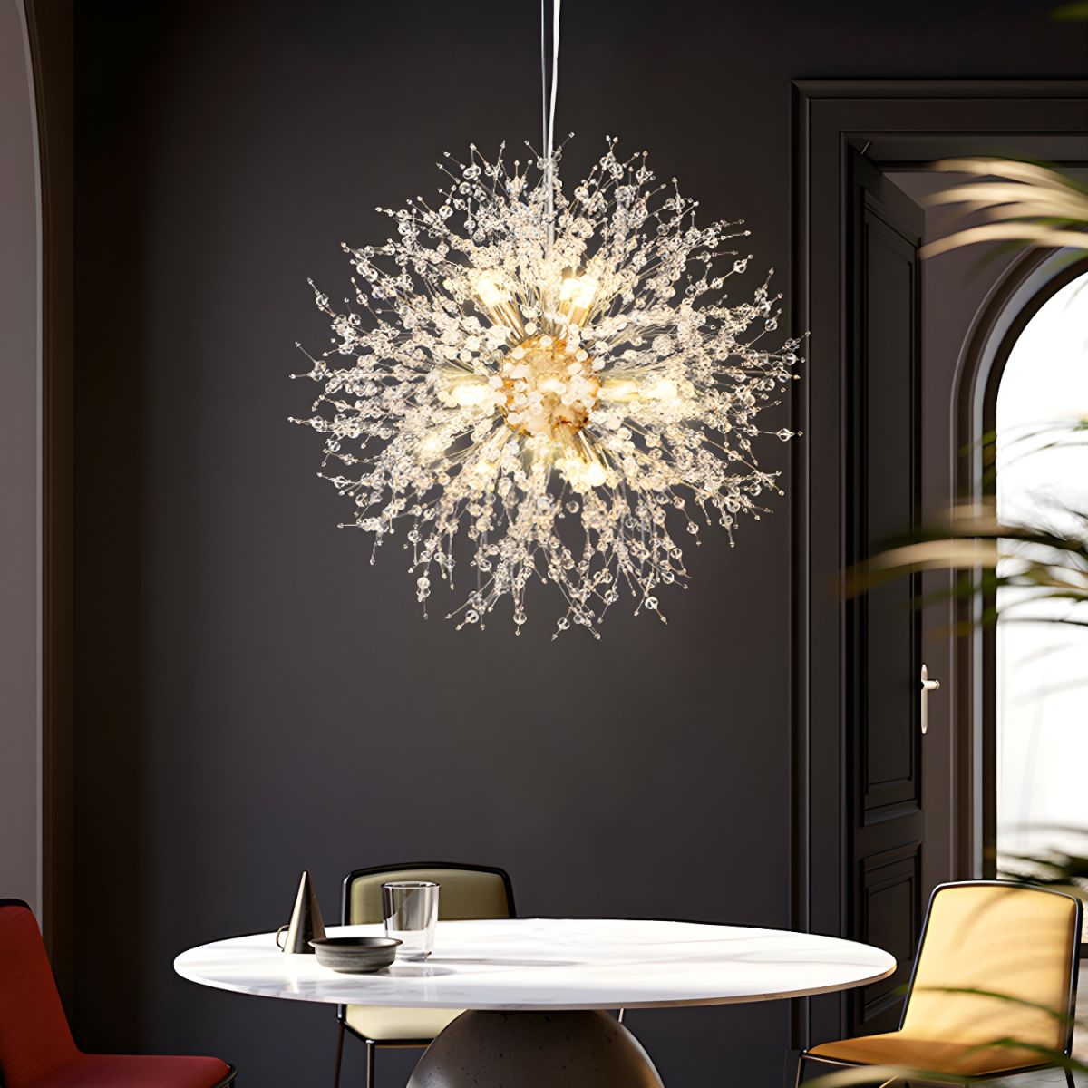 Dandelion Suspended Lighting Fixture Modern Multi-Head Gold Hanging ...