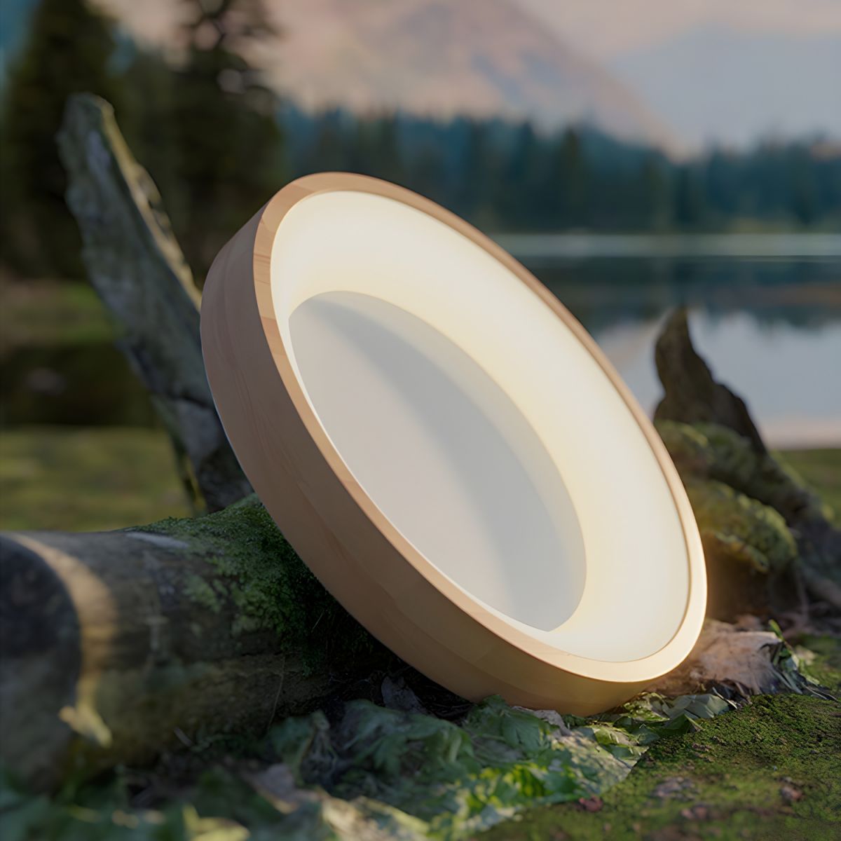 Round Shape Modern Flush Ceiling Light Wood LED Flush Mount Fixture ...