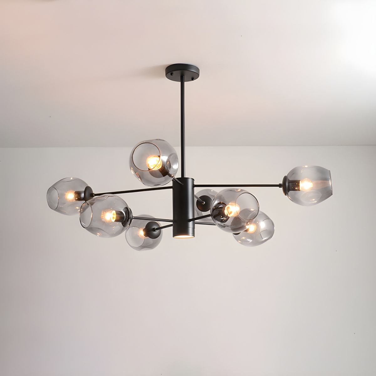 Black / Gold Multi-Light Ceiling Chandelier Iron Spherical Ceiling with ...