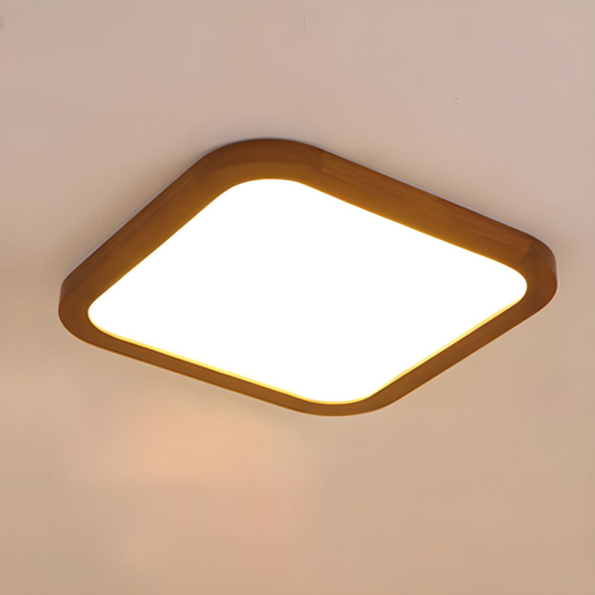 Industrial Rustic Wood Flush Mount Ceiling Light with Acrylic Shade ...